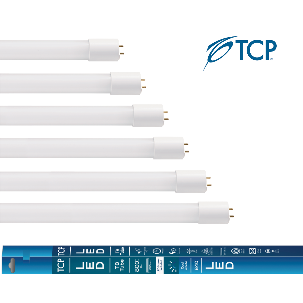 TCP 6 x LED T8 Tube Light, 800 Lumens, Warm White, 600mm in Length with ...