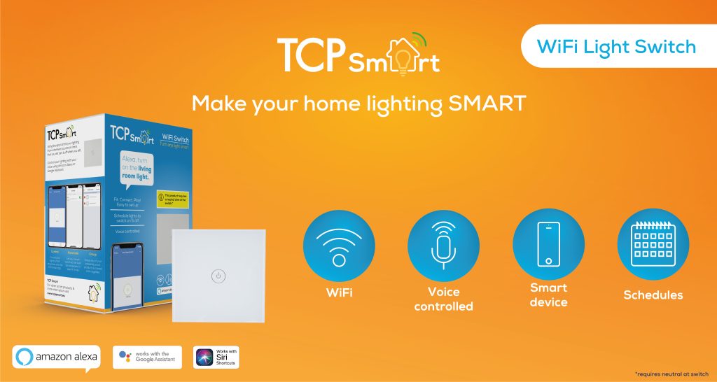 TCP 1-Gang 1-Way Smart Light Switch White | TCP